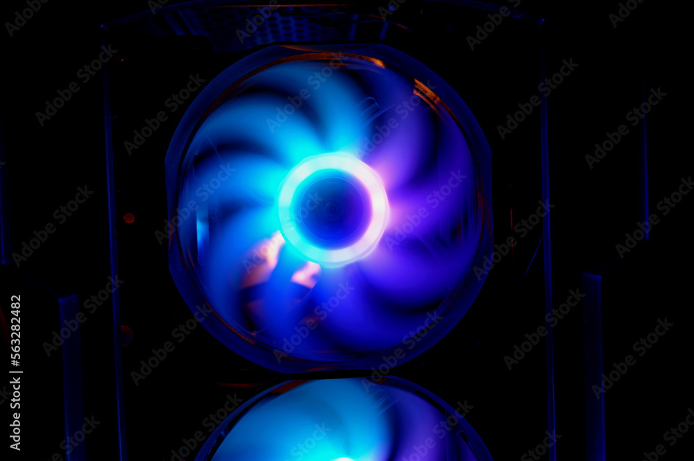 Colorful bright rainbow led rgb pc fan air case cooler. Computer ...