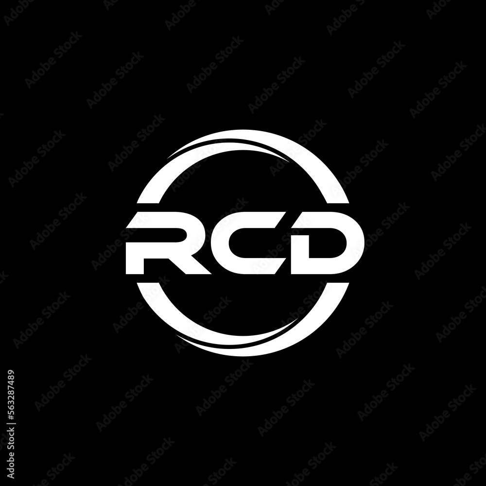 Vettoriale Stock RCD letter logo design with black background in ...