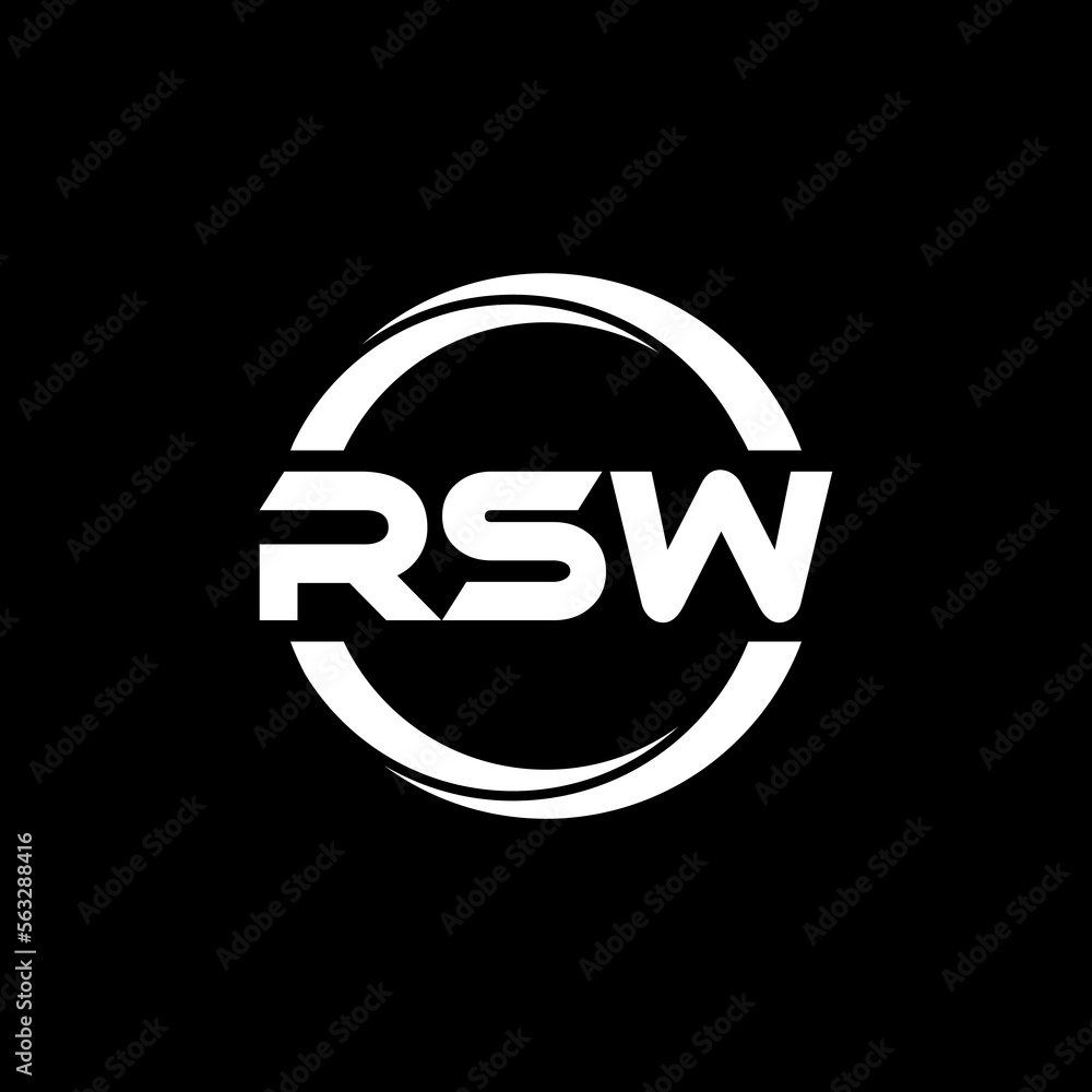 RSW letter logo design with black background in illustrator, cube logo ...