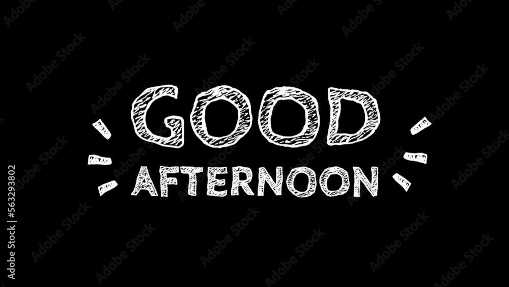 Good afternoon text animated with doodles style on transparent ...