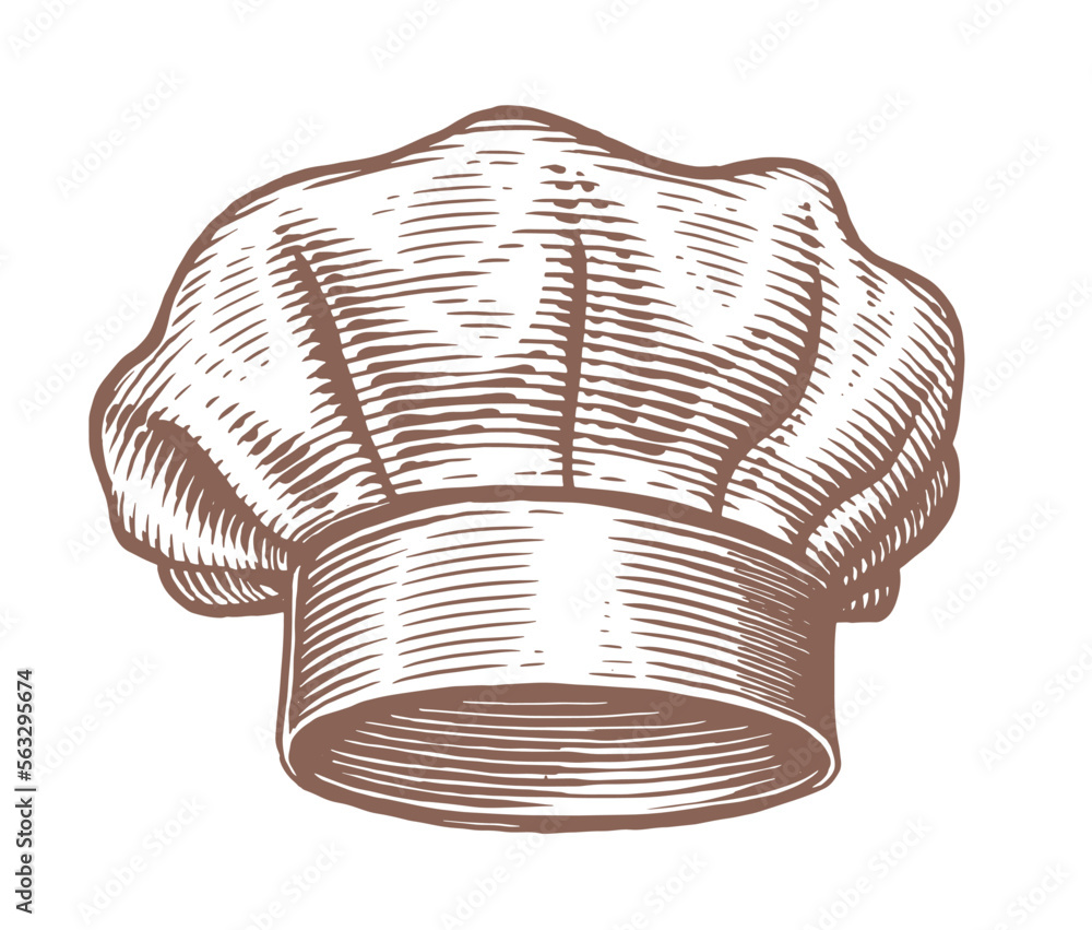 Chef hat, cook cap sketch style. Food concept. Design for restaurant or ...