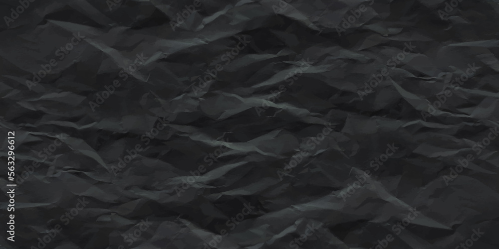 Black creased crumpled paper texture can be use as background. Ragged ...