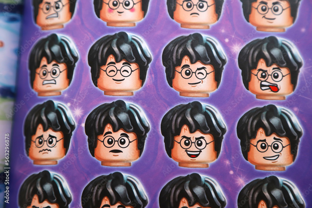 Face with different expressions. Lego heads. Texture. Pattern ...