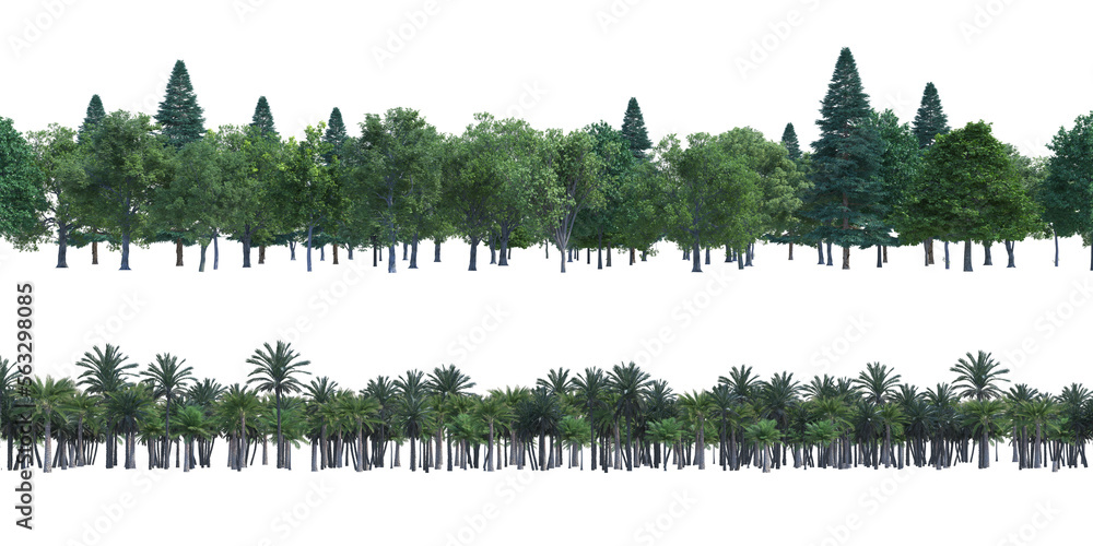 Tree in line and Palm in line png alpha channel set Stock Photo | Adobe ...