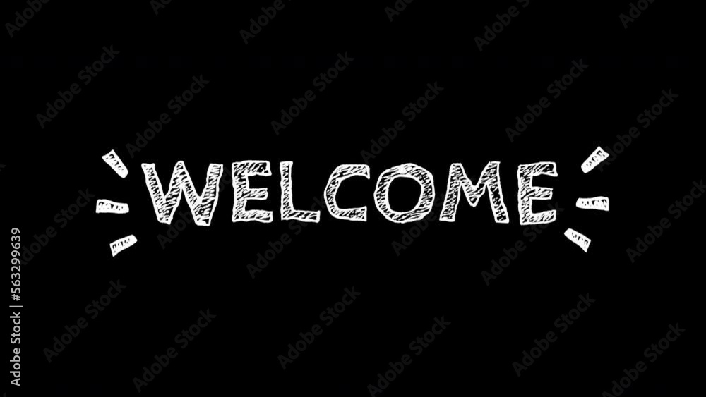 welcome animation on transparent background. doodles style. white ...