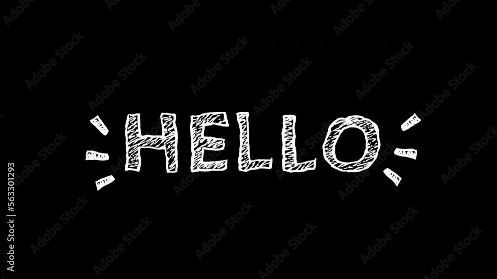 Hello animation doodles style on transparent background. white ...