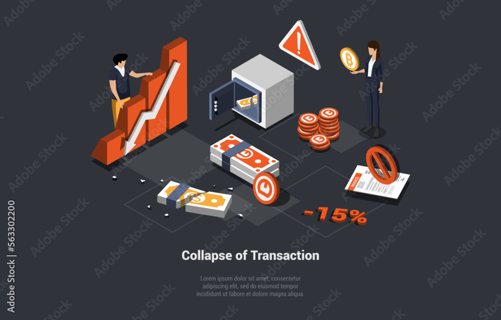 Banking Transactions Collapse Concept, Money Transfers Issue ...