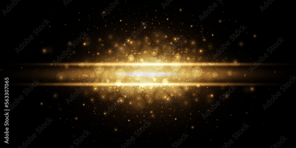 Glowing isolated golden ray of light, star burst, glare reflection ...