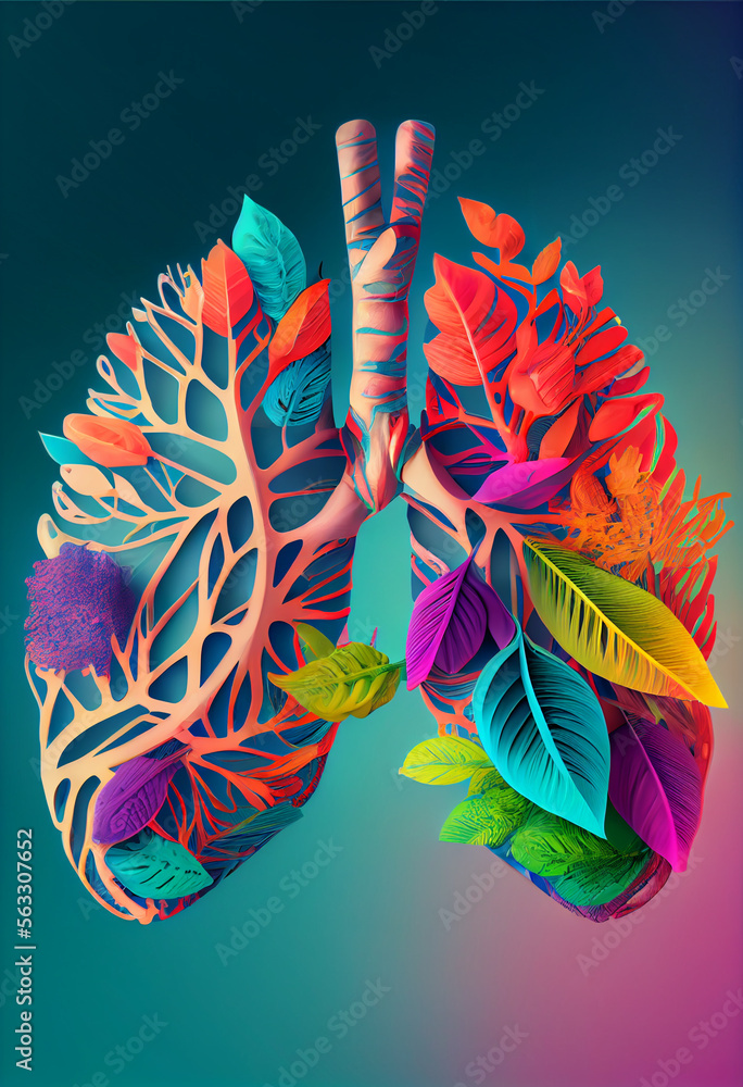 beautiful abstract lungs with nebula dust concept, contemporary colors ...