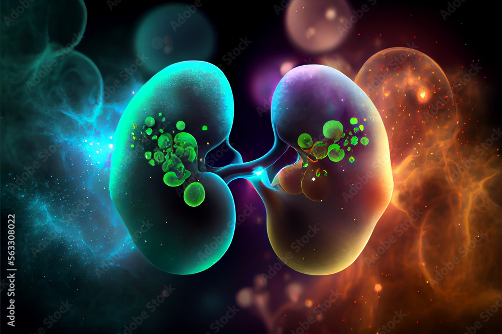 beautiful abstract kidneys with nebula dust concept, contemporary ...