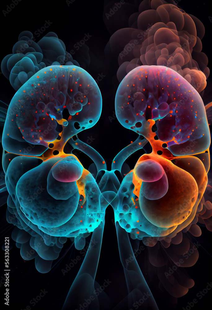 beautiful abstract kidneys with nebula dust concept, contemporary ...