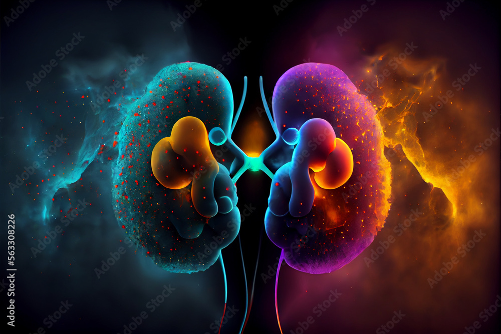beautiful abstract kidneys with nebula dust concept, contemporary ...