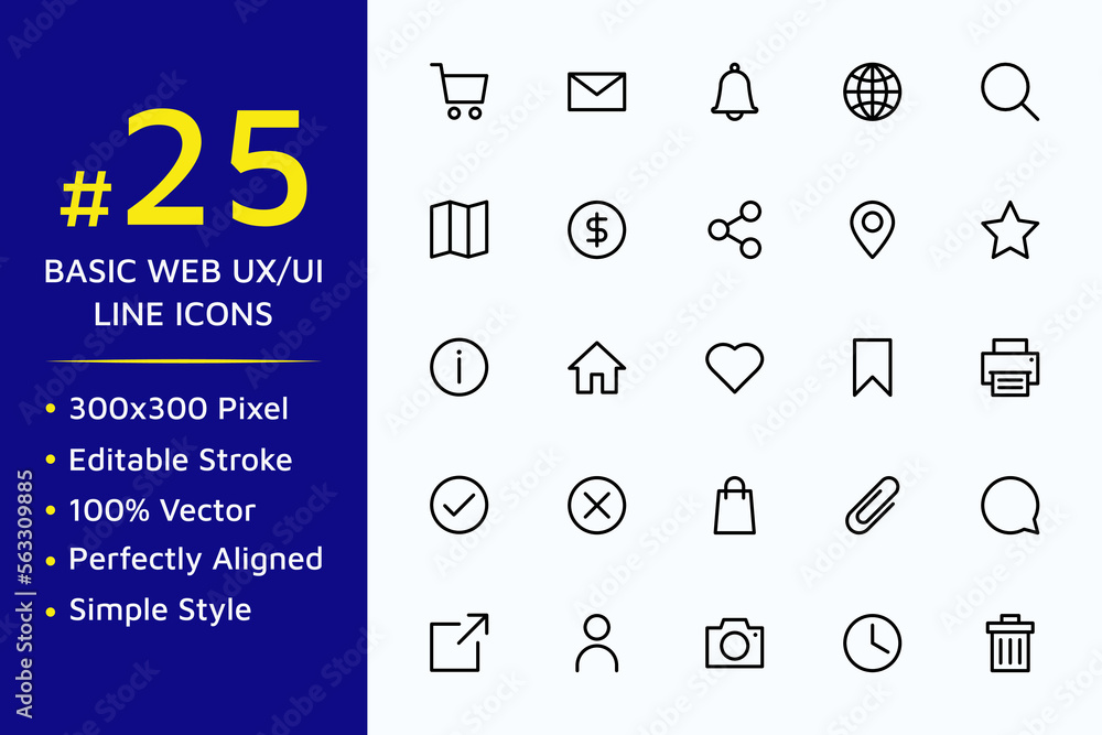Set Of Basic Web Ux Ui Vector Icons In Line Style Design For Website App Ui Isolated On
