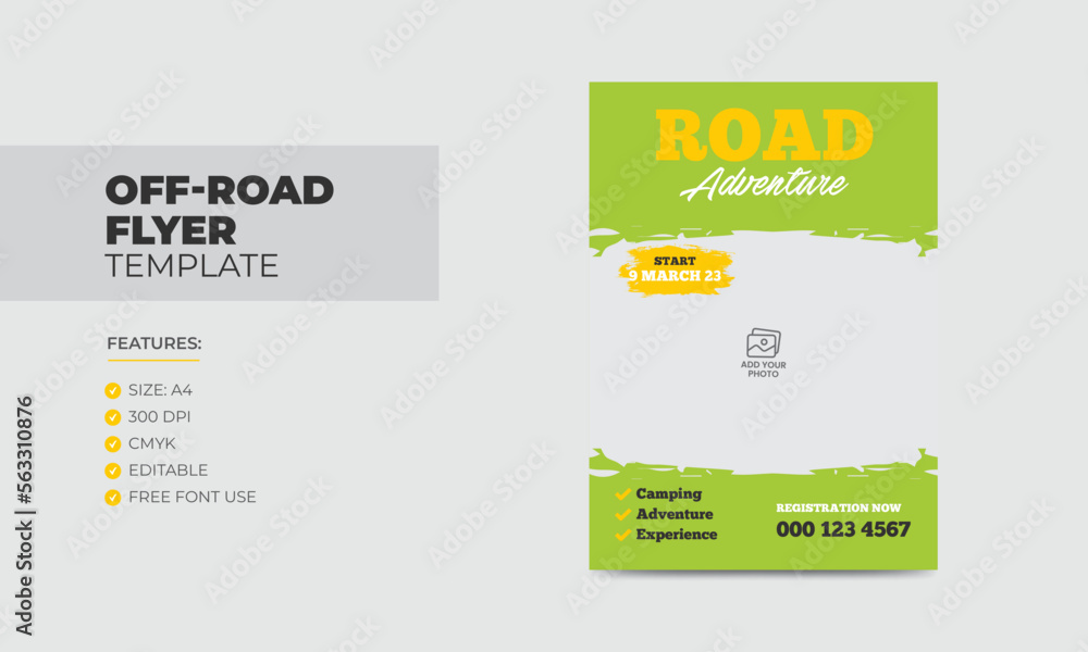 Off-road flyer template road adventure poster design Stock Vector ...
