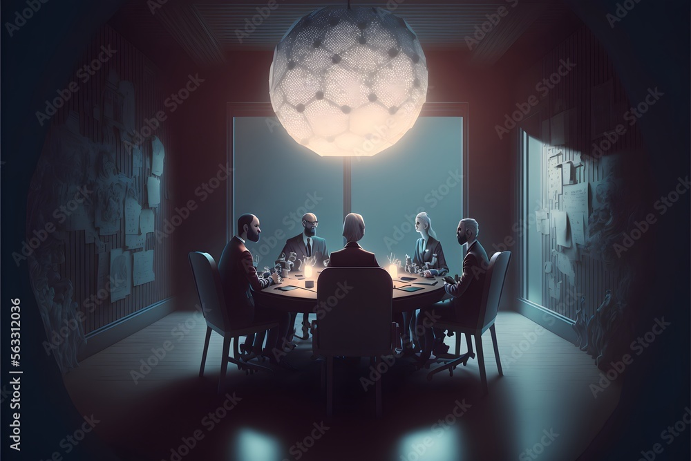 A Serious And Intense Meeting Room Formal Clothes Illustration