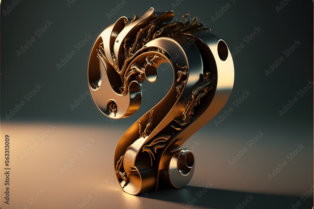 Question Mark Symbol - Elegant and luxurious golden showpiece Stock ...
