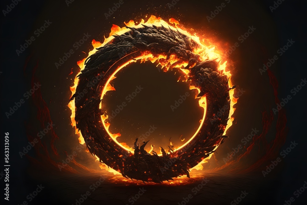 Ring of fire. Hoop of Fire. Elegant circle ring burning with fire on ...
