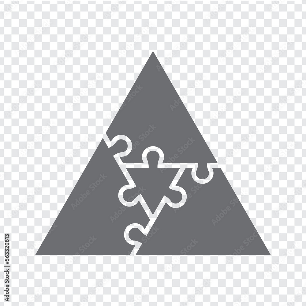 Simple icon triangle puzzle in gray. Simple icon puzzle of the three ...