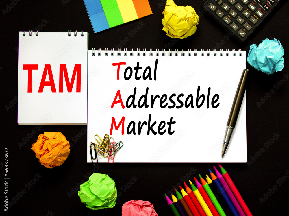 TAM total addressable market symbol. Concept words TAM total ...
