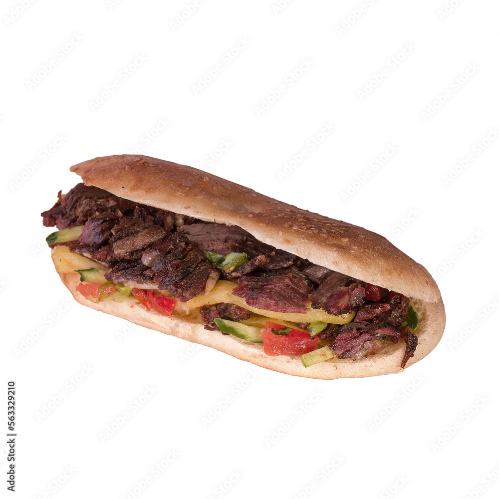 Turkish Doner Kebab Sandwich isolated on white background., chicken ...