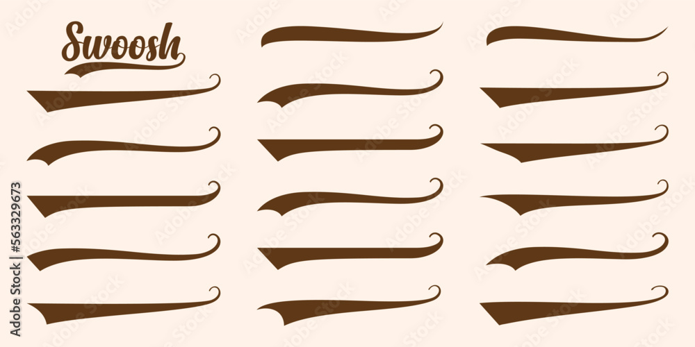 Calligraphic swoosh tails. Underline lettering lines. Calligraphic ...