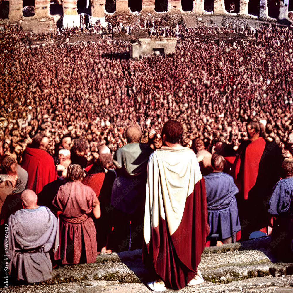 reconstruction of a crowd listening to a Roman emperor speaking in Rome ...