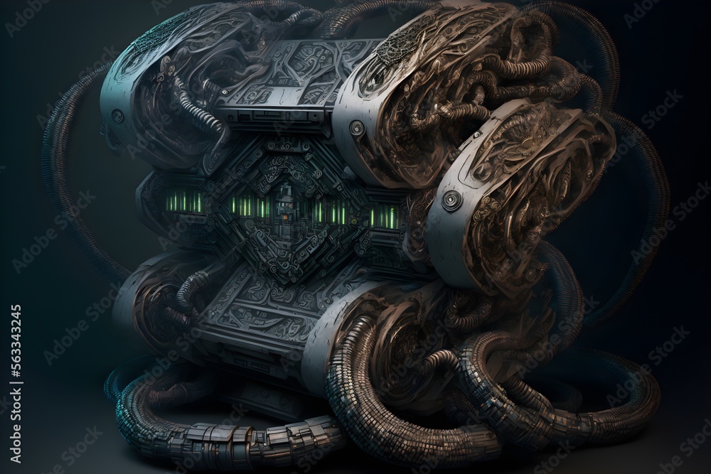 cluster of cyberpunk machine boa constrictors and snakes texture moving ...