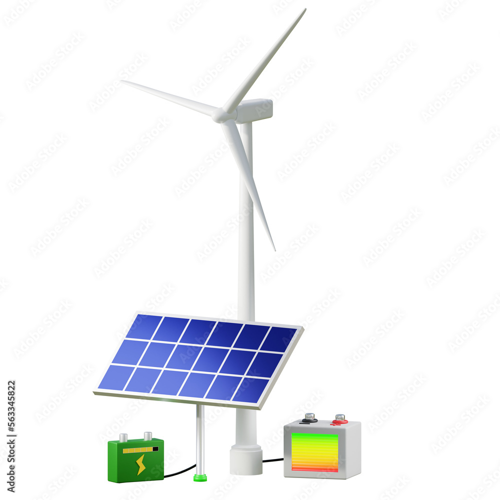 Clean energy and renewable energy, the concept, solar panel and wind ...