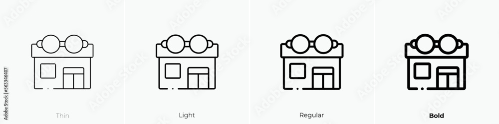 optical shop icon. Thin, Light Regular And Bold style design isolated ...