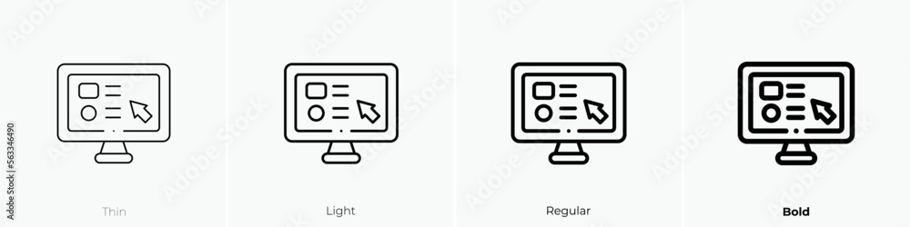 online lesson icon. Thin, Light Regular And Bold style design isolated ...