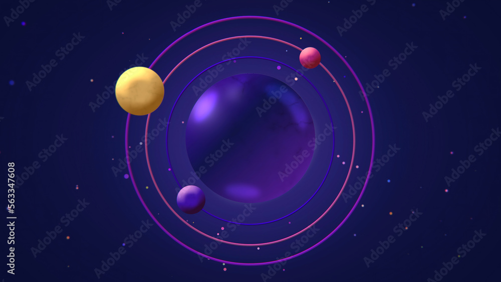 A Purple Planet In Deep Space With Three Moons, Planets Of The Solar ...