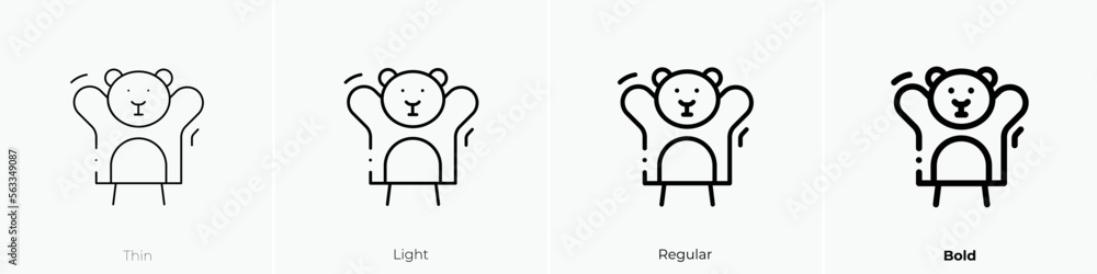 hand puppet icon. Thin, Light Regular And Bold style design isolated on ...