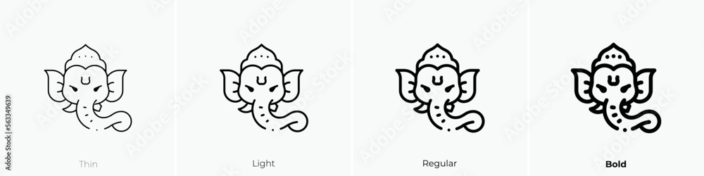 ganesha icon. Thin, Light Regular And Bold style design isolated on white background Stock ...