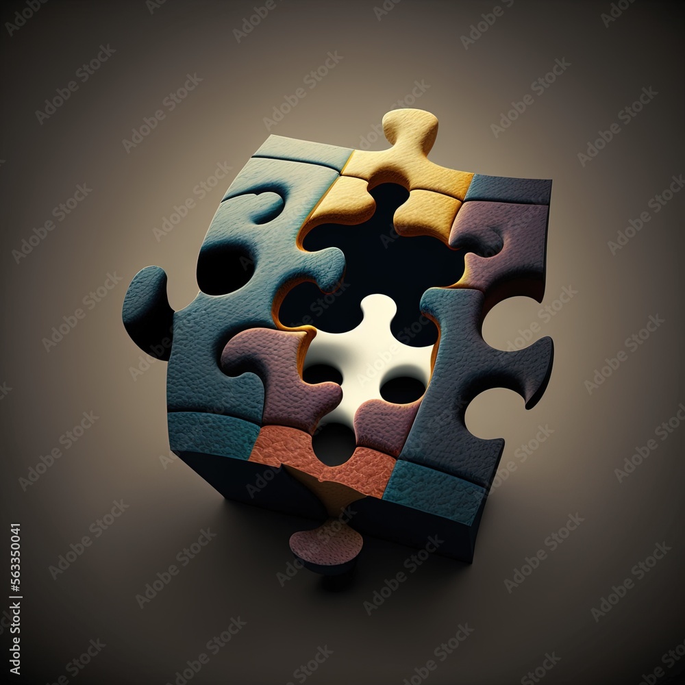 a puzzle piece is shown in a circular arrangement of colors and shapes ...