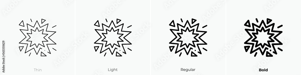 explosion icon. Thin, Light Regular And Bold style design isolated on ...