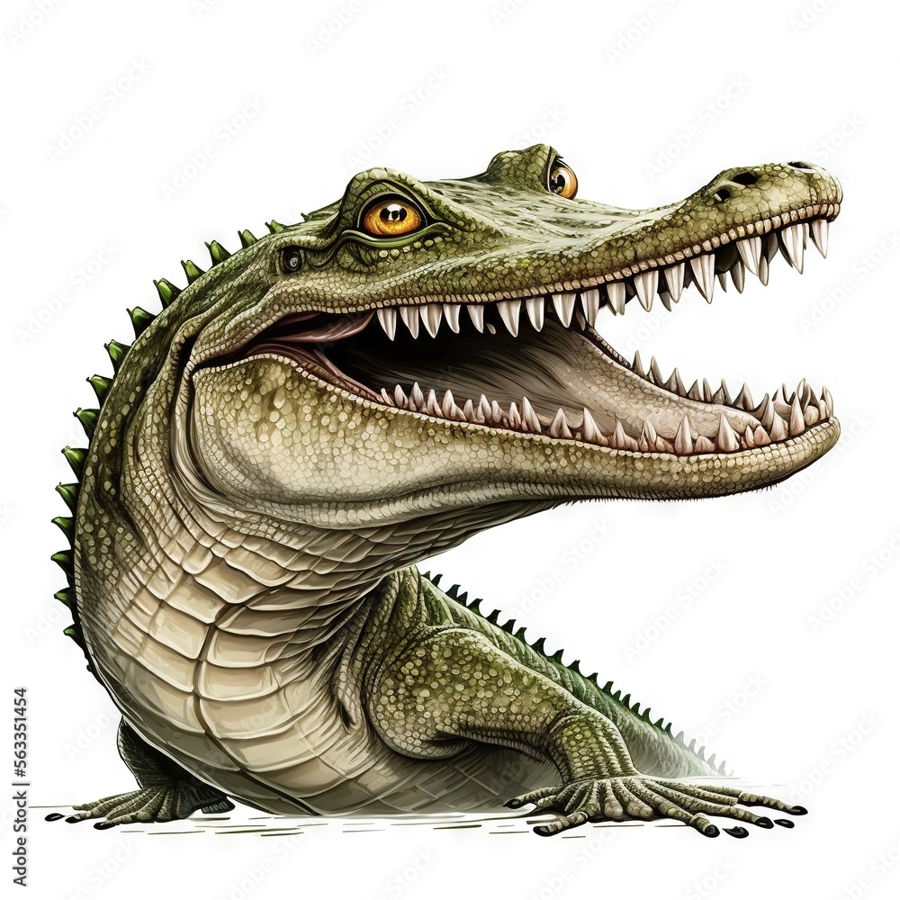 a drawing of a crocodile with its mouth open and teeth wide open, with ...