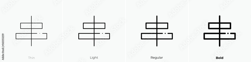 center align icon. Thin, Light Regular And Bold style design isolated ...