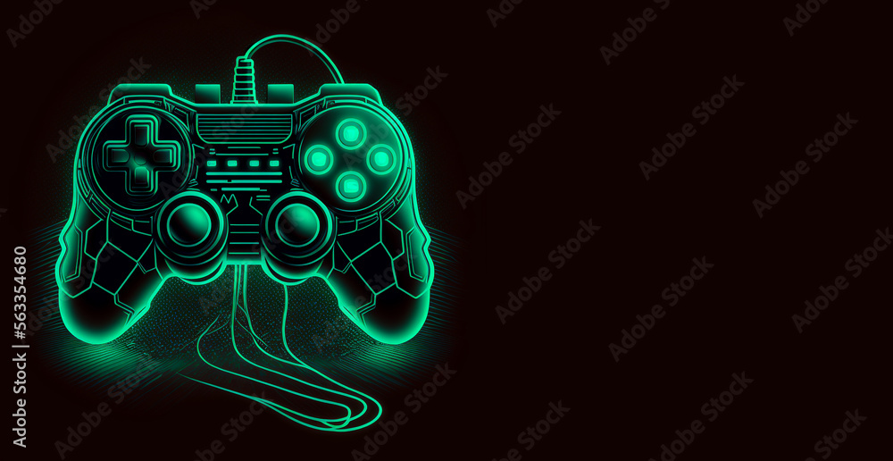 Neon Retro Gaming Gamepad Illustration, Game Controller, Futuristic ...