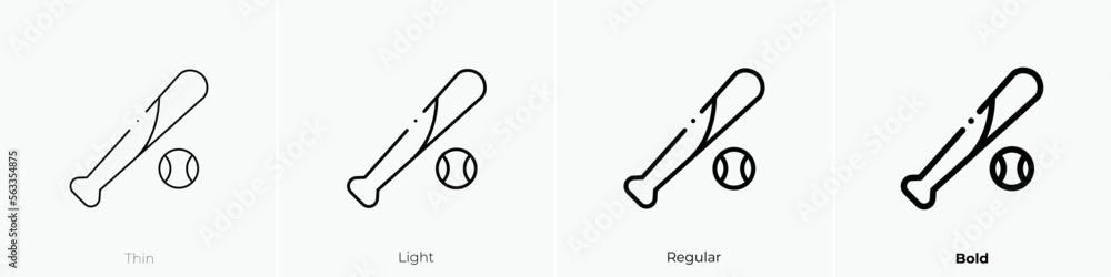 baseball bat icon. Thin, Light Regular And Bold style design isolated ...