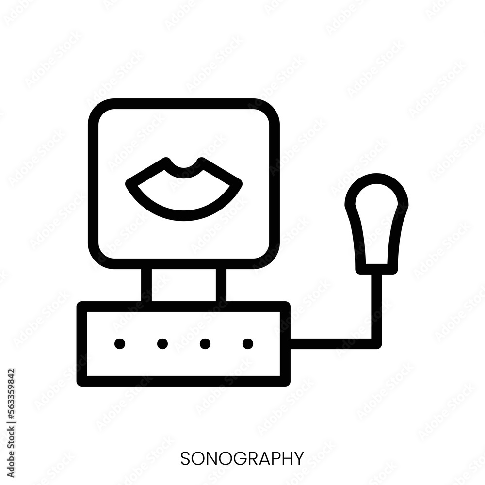 sonography icon. Line Art Style Design Isolated On White Background ...