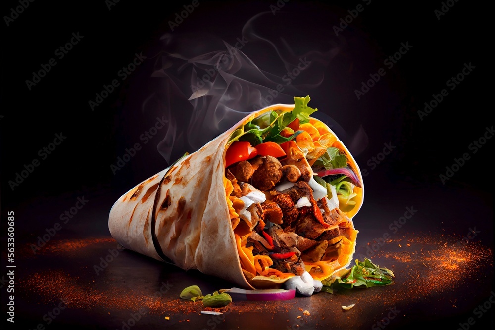 Shawarma Kebab Illustration, This illustration depicts a delicious ...