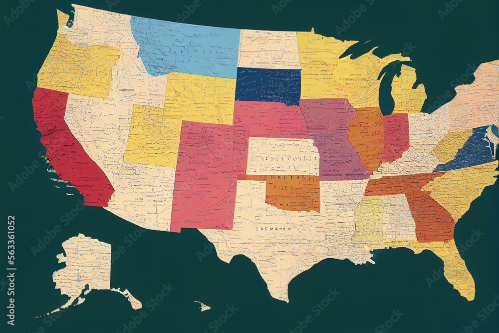17 Of 50 States Of The United States Divided Into Counties With