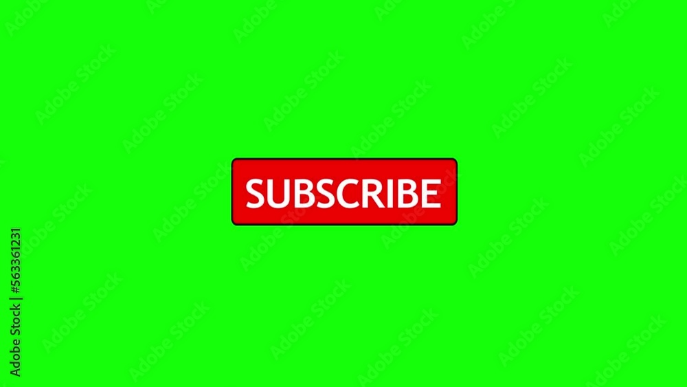 Click on the subscribe button on a green background 4k. Abstract 3d ...