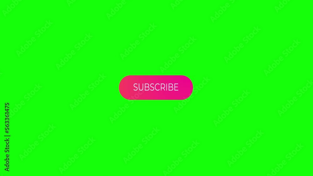 Click on the subscribe button on a green background 4k. Abstract 3d ...