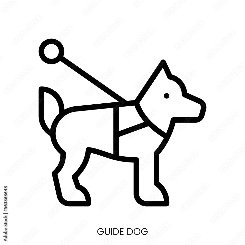 guide dog icon. Line Art Style Design Isolated On White Background ...