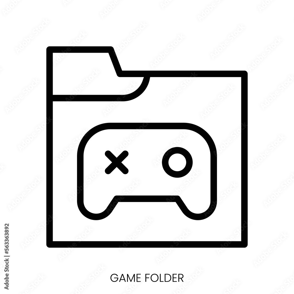 game folder icon. Line Art Style Design Isolated On White Background ...