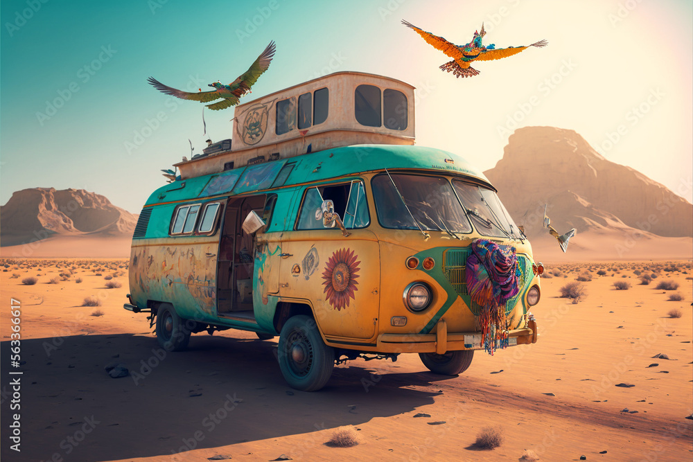 Volkswagen T1 Bulli - psychedelic vanlife with a surreal hippie camper ...