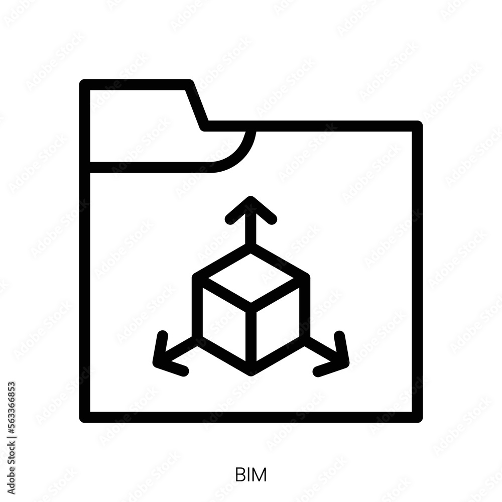 bim icon. Line Art Style Design Isolated On White Background Stock ...
