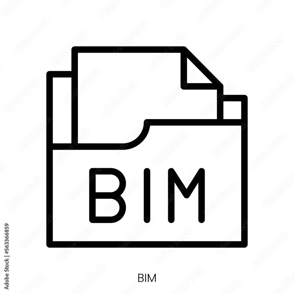 bim icon. Line Art Style Design Isolated On White Background Stock ...