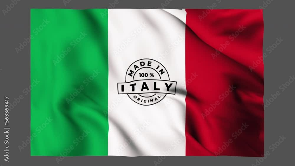 Video „Flag of Italy with the made in italy logo isolated by the alpha ...